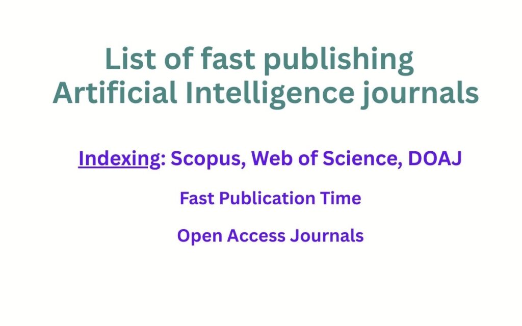 Fast publishing Artificial Intelligence journals – Fast Publication Journals